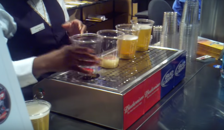Draft beer dispenser fills cups from the bottom! - Serving Alcohol